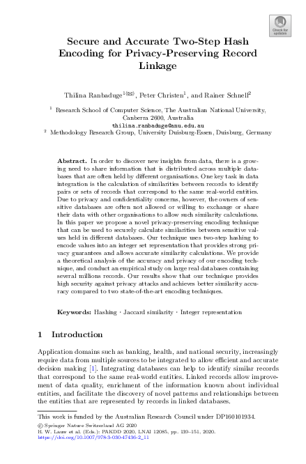 (PDF) Secure and Accurate Two-Step Hash Encoding for Privacy-Preserving ...