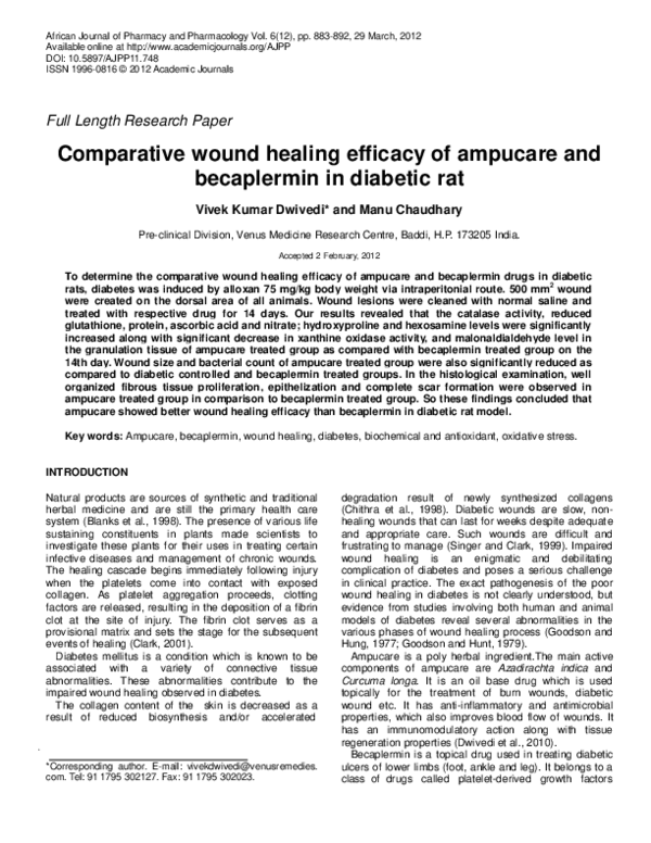 (PDF) Comparative wound healing efficacy of ampucare and becaplermin in ...