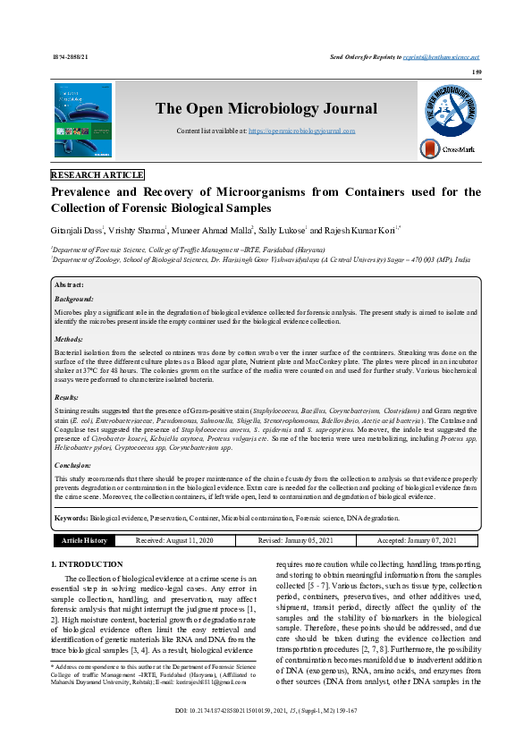 (PDF) Prevalence and Recovery of Microorganisms from Containers used ...