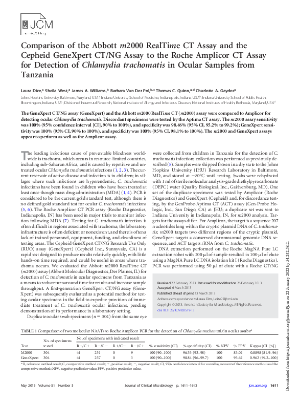 (PDF) Comparison of the Abbott m2000 RealTime CT Assay and the Cepheid ...