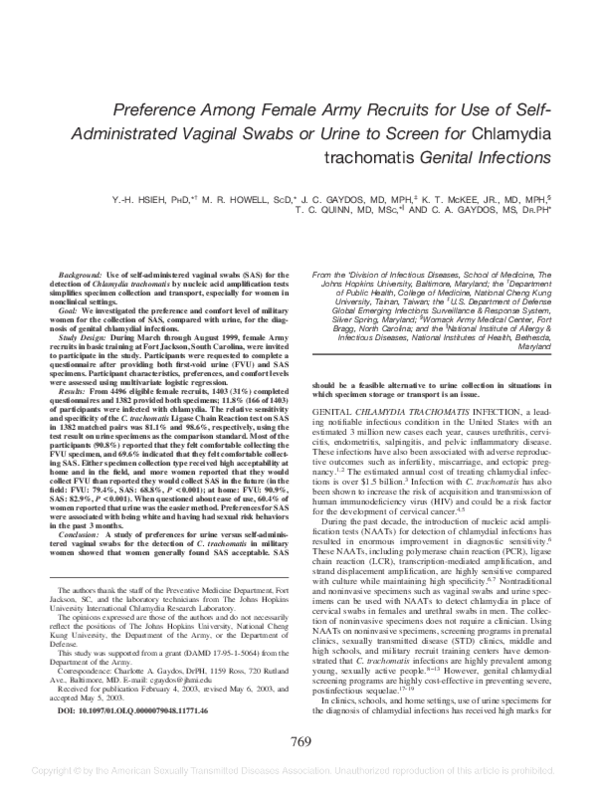 (PDF) Preference Among Female Army Recruits for Use of Self ...