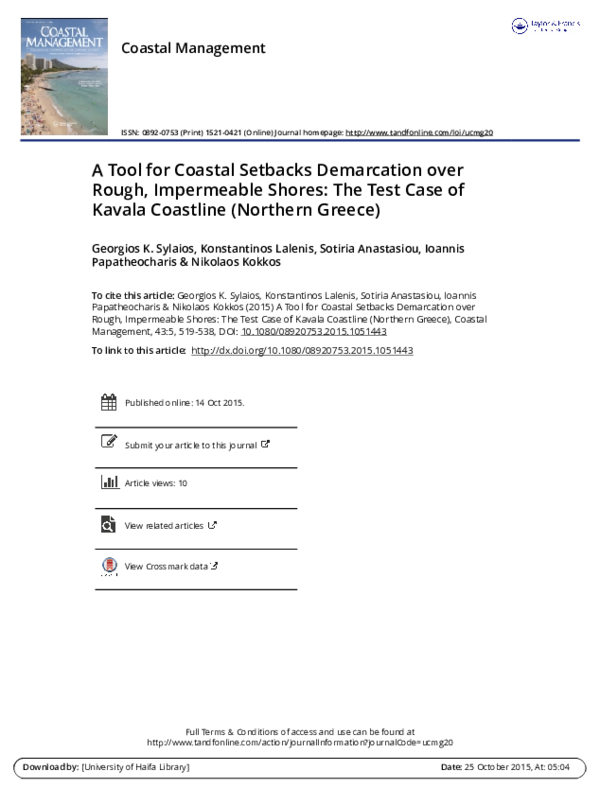 (PDF) A Tool for Coastal Setbacks Demarcation over Rough, Impermeable ...