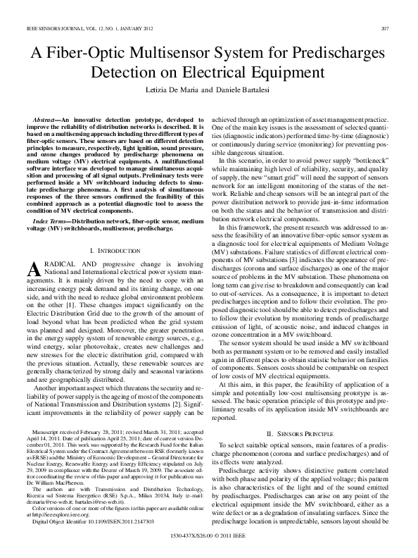 (PDF) A Fiber-Optic Multisensor System for Predischarges Detection on Electrical Equipment