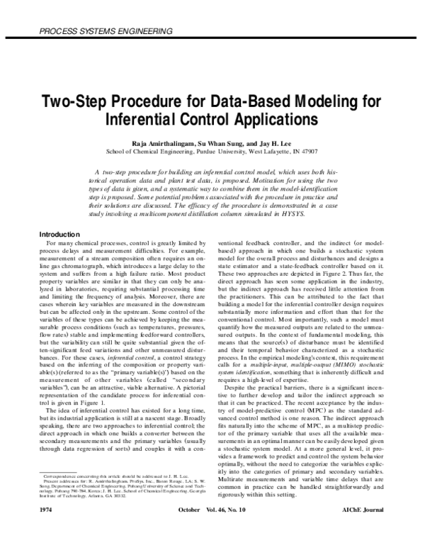 (PDF) Two-step procedure for data-based modeling for inferential control applications | Raja ...