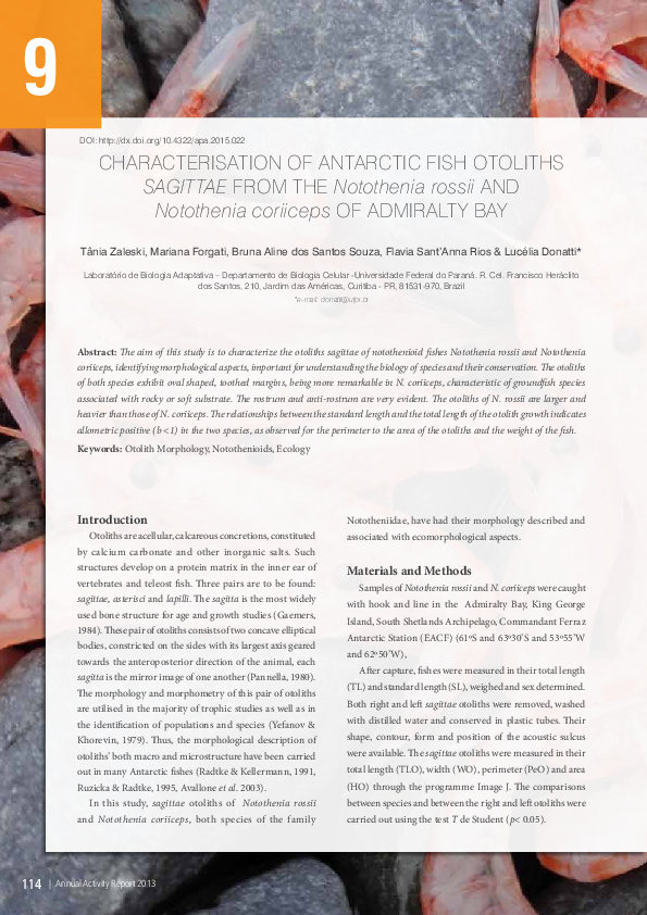 (PDF) CHARACTERISATION OF ANTARCTIC FISH OTOLITHS SAGITTAE FROM THE ...
