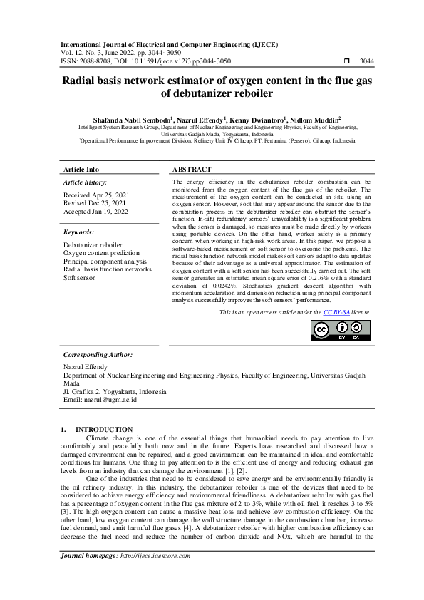 (PDF) Oxygen Estimation in Flue Gas Using RBF Network