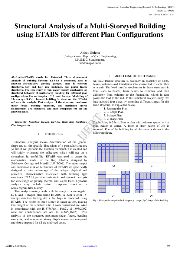 (PDF) Structural Analysis of a Multi-Storeyed Building using ETABS for ...