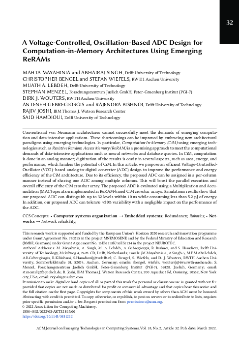 (PDF) A Voltage-Controlled, Oscillation-Based ADC Design for Computation-in-Memory Architectures ...