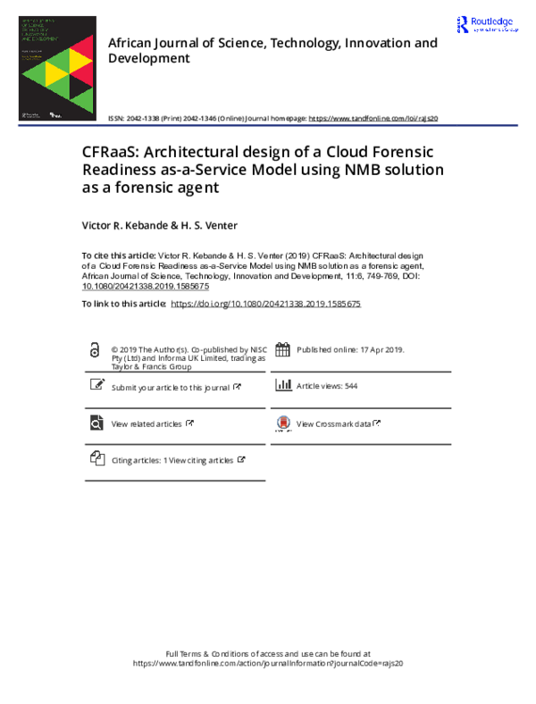(PDF) CFRaaS: Architectural design of a Cloud Forensic Readiness as-a-Service Model using NMB ...
