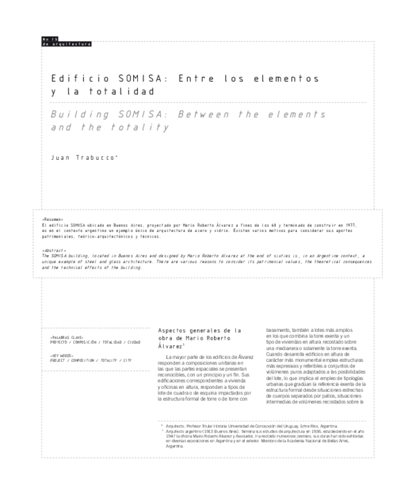(PDF) Edificio SOMISA: entre los elementos y la totalidad