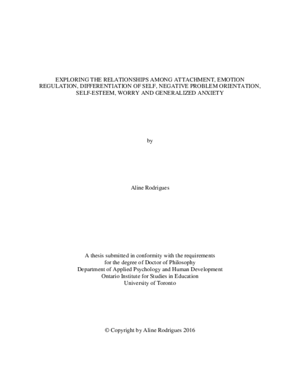 (PDF) Exploring the Relationships among Attachment, Emotion Regulation ...