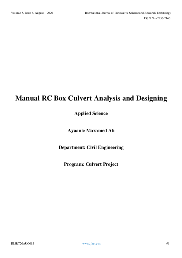 (PDF) Manual RC Box Culvert Analysis and Designing