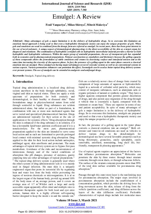 (PDF) Emulgel: A Review