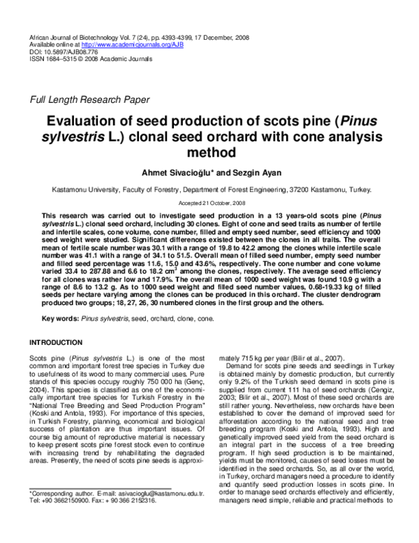 (PDF) Evaluation of seed production of scots pine (Pinus sylvestris L ...