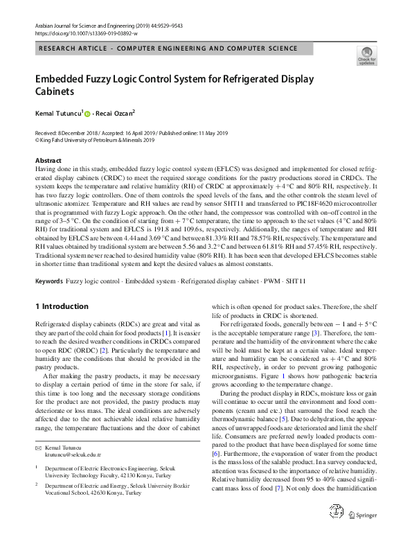 Pdf Fuzzy Logic Control For Refrigerated Cabinets