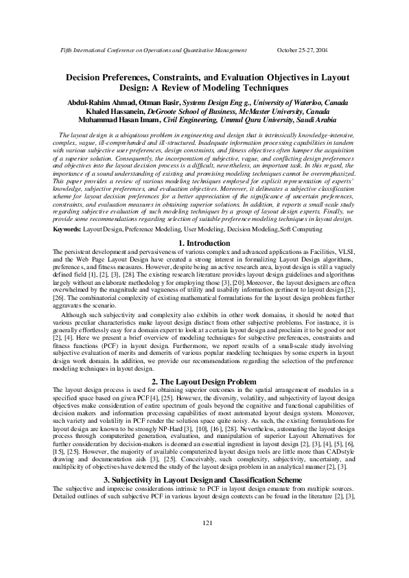 (PDF) Decision Preferences, Constraints, and Evaluation Objectives In ...