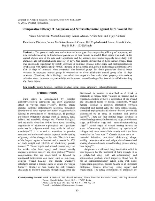 (PDF) Comparative Efficacy of Ampucare and Silversulfadiazine Against ...