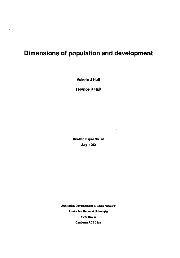 (PDF) Dimensions of population and development