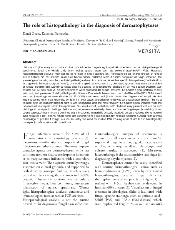 (PDF) The role of histopathology in the diagnosis of dermatophytoses ...