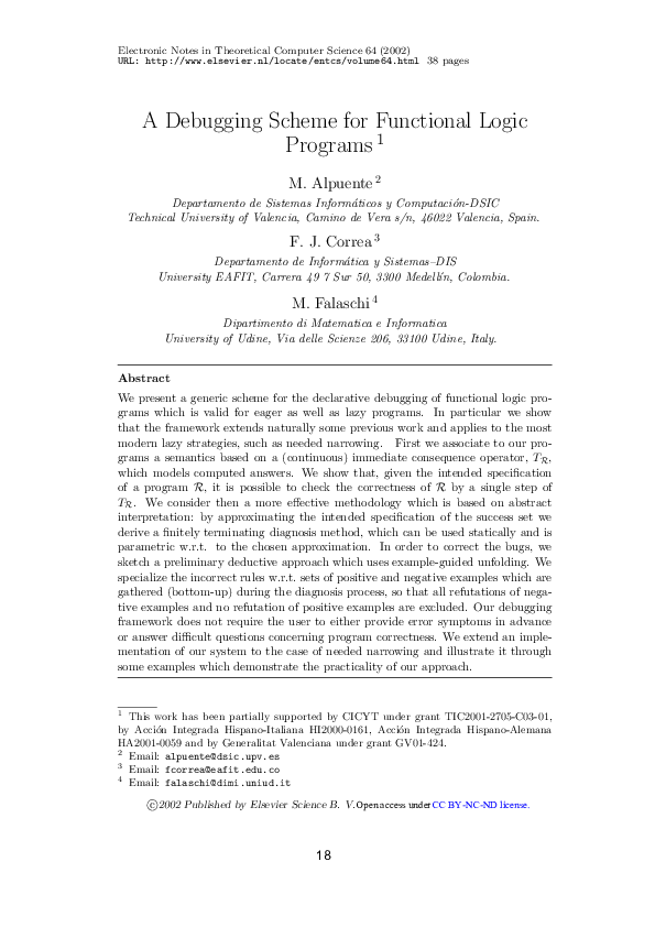 Pdf A Debugging Scheme For Functional Logic Programs