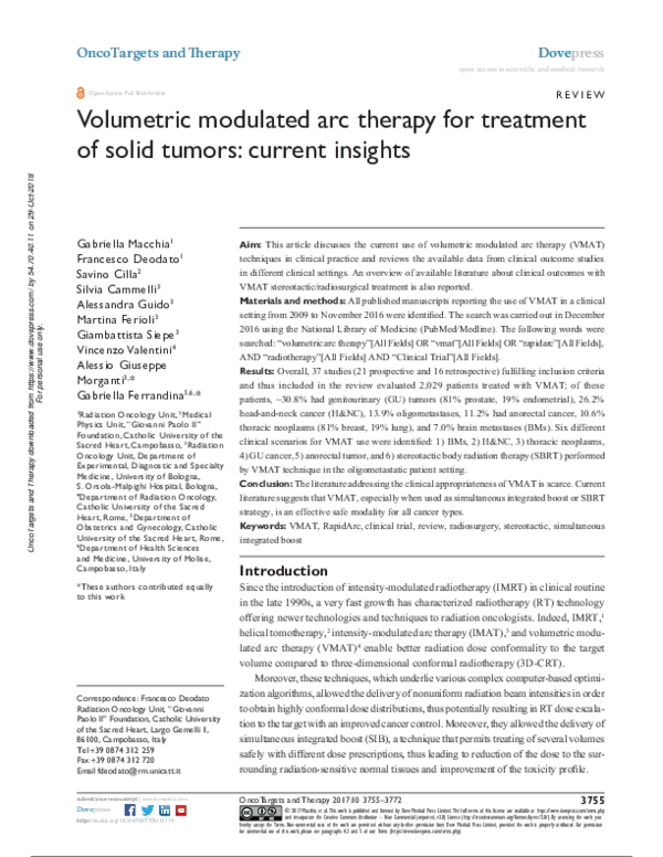 (PDF) Volumetric-modulated arc therapy for the treatment of a large ...