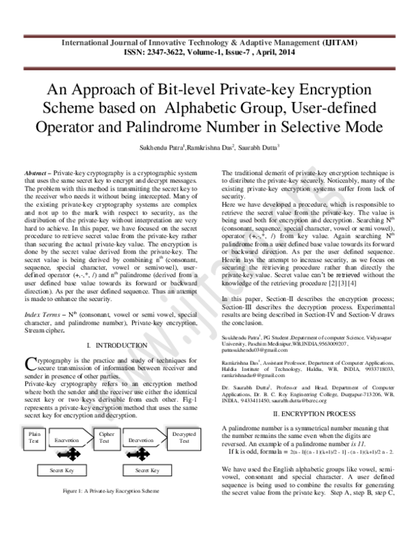 (PDF) An Approach of Bit-level Private-key Encryption Scheme based on ...
