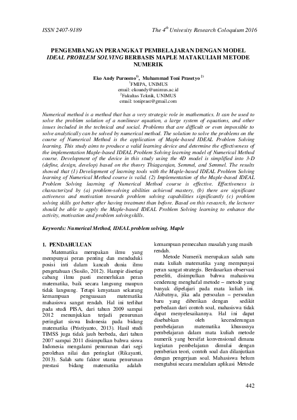 (PDF) Pengembangan Perangkat Pembelajaran Dengan Model Ideal Problem ...