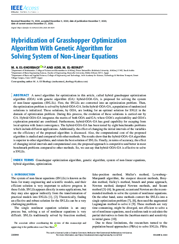 (PDF) Hybridization of Grasshopper Optimization Algorithm With Genetic ...