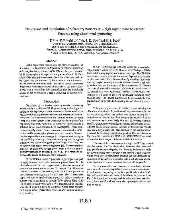 (PDF) Deposition and simulation of refractory barriers into high aspect ...