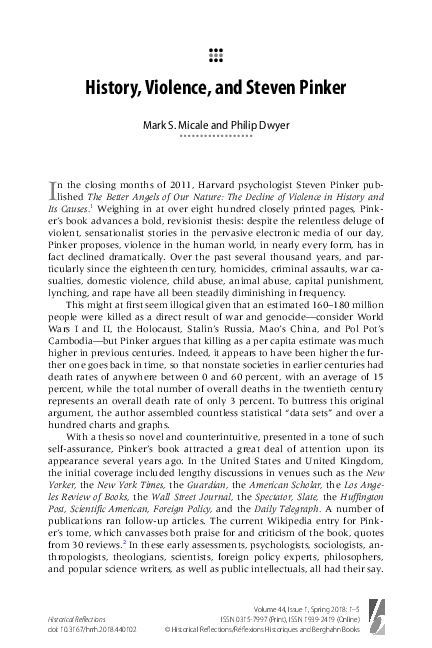 (PDF) Introduction: History, Violence, and Steven Pinker