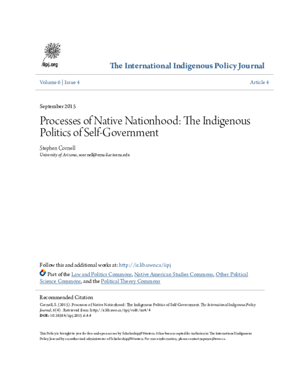 (PDF) Processes of Native Nationhood: The Indigenous Politics of Self ...