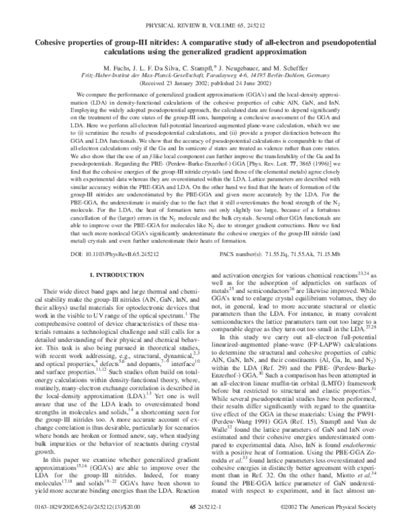 (PDF) Cohesive properties of group-III nitrides: A comparative study of all-electron and ...