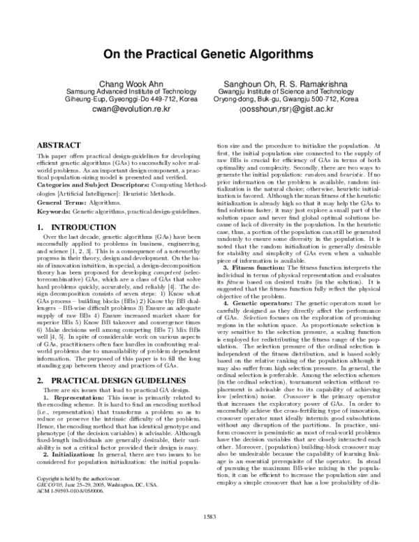 (PDF) Practical genetic algorithms