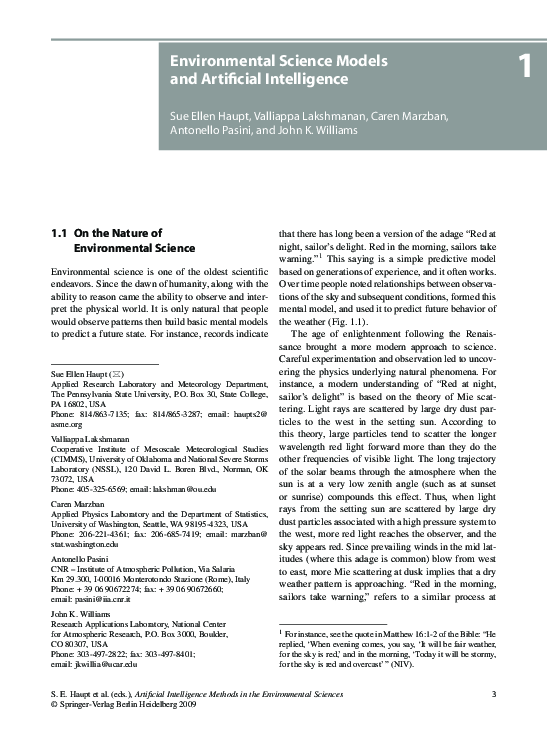 (PDF) Environmental Science Models and Artificial Intelligence
