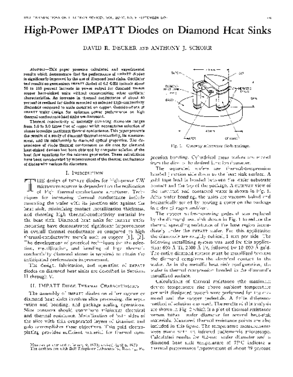 (PDF) High-power IMPATT diodes on diamond heat sinks | David Decker ...