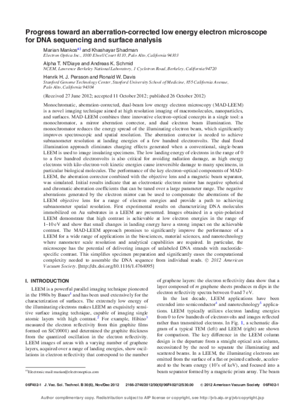 (PDF) Aberration-Corrected LEEM for DNA Analysis