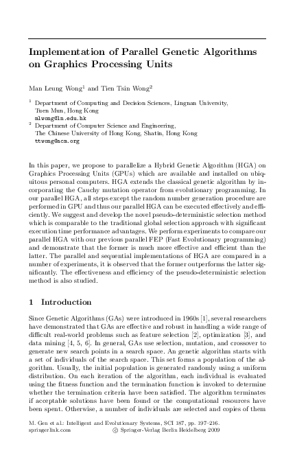 (PDF) Implementation of a parallel Genetic Algorithm on a cluster of workstations: Traveling ...