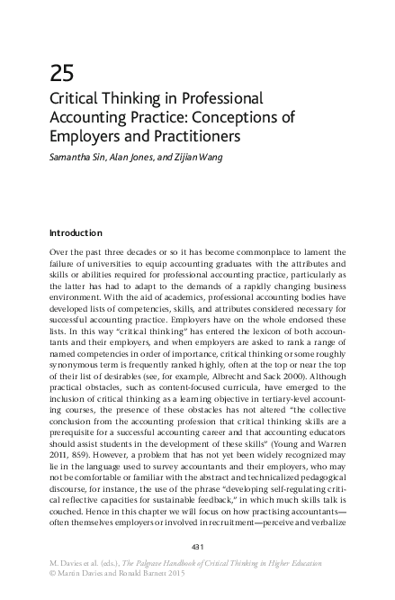 (PDF) Critical Thinking in Professional Accounting Practice