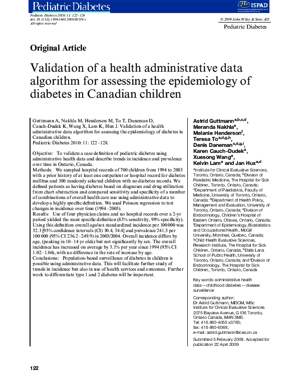 (PDF) Validation of a health administrative data algorithm for assessing the epidemiology of ...