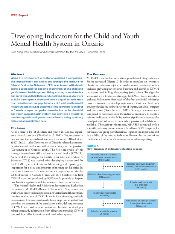 Developing Indicators for the Child and Youth Mental Health System in ...