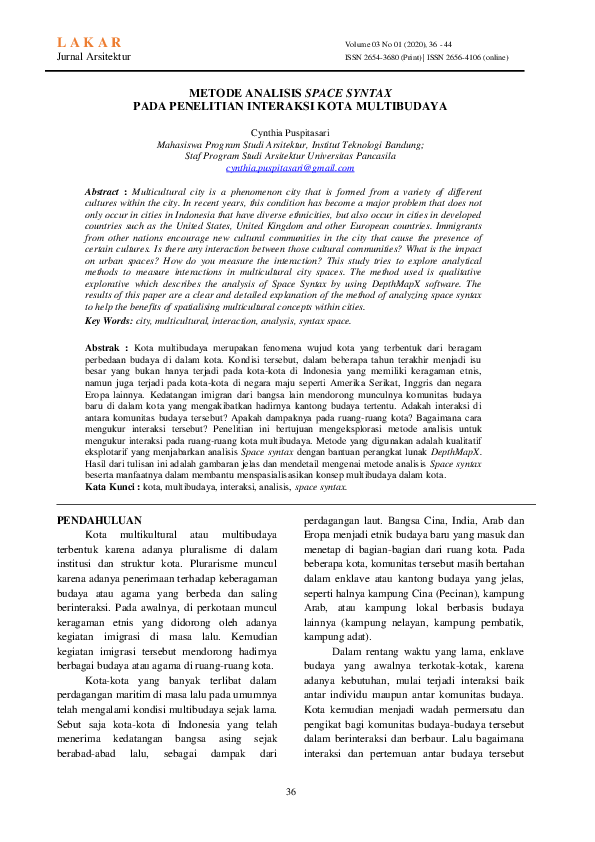 (PDF) Metode Analisis Space Syntax Pada Penelitian Interaksi Kota ...