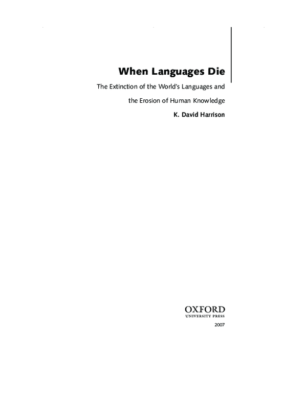(PDF) When Languages Die: The Extinction of the World’s Languages and ...