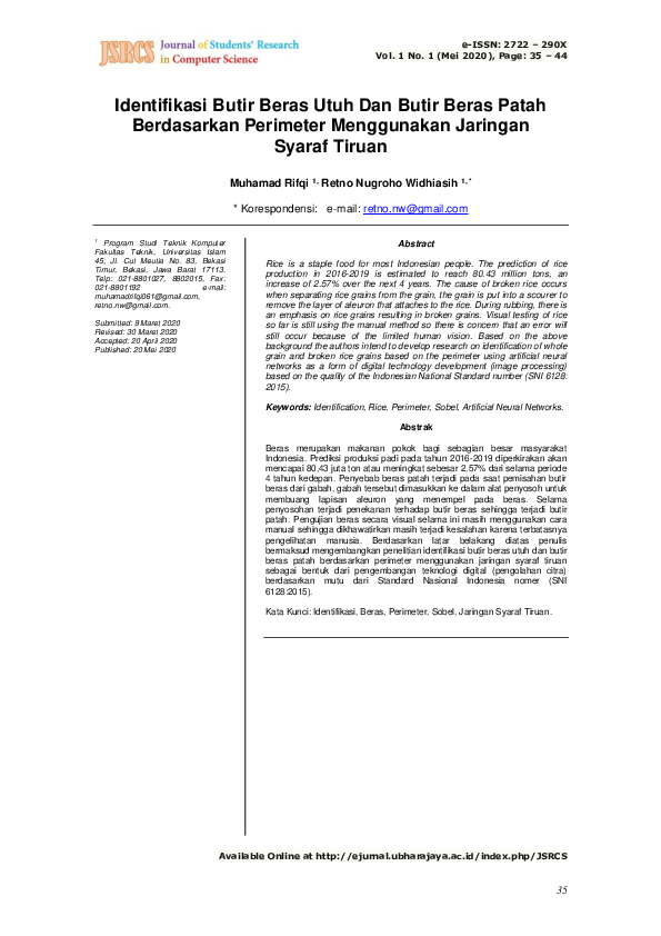 (PDF) Identifikasi Butir Beras Utuh Dan Butir Beras Patah Berdasarkan ...