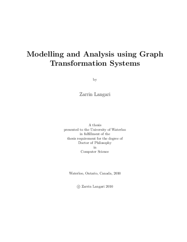 (PDF) Modelling and Analysis using Graph Transformation Systems