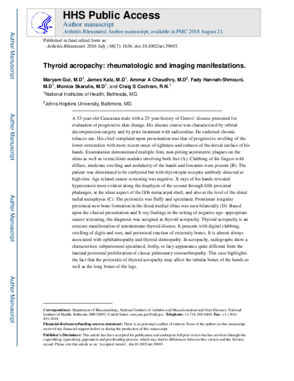 (PDF) Thyroid acropachy: Rheumatologic and imaging manifestations