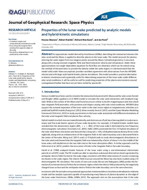 (PDF) Properties of the lunar wake predicted by analytic models and ...