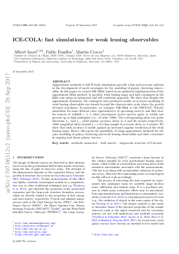 (PDF) ICE-COLA: fast simulations for weak lensing observables