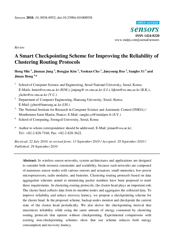 (PDF) A Smart Checkpointing Scheme for Improving the Reliability of ...