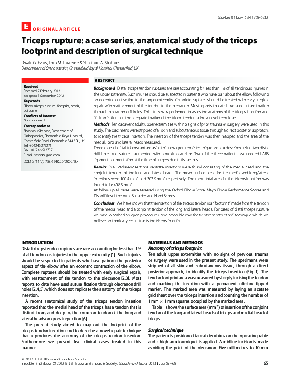 (PDF) Triceps rupture: a case series, anatomical study of the triceps ...