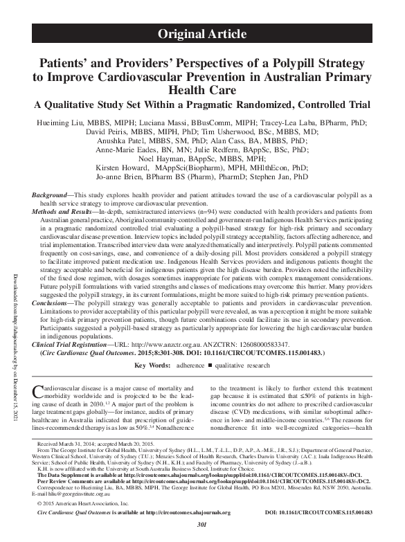 (PDF) Polypill Strategy for Cardiovascular Care Insights